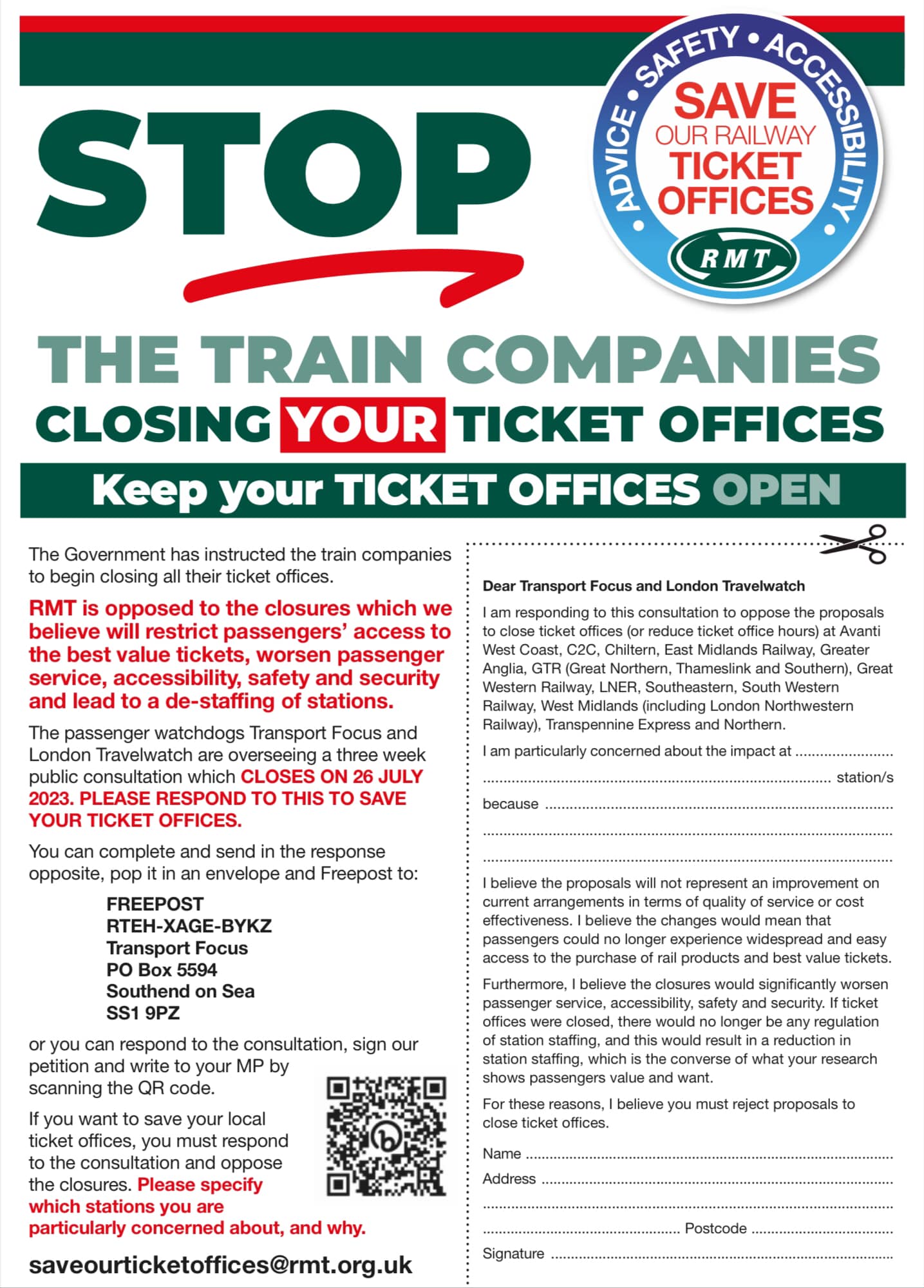 Ticket Office Closures - Settle